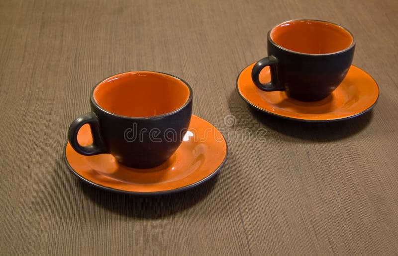Pair cups on the table stock photo. Image of inside, plate - 28574772