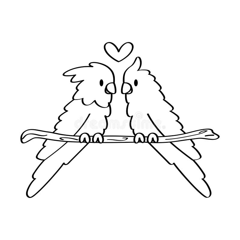Pair of Cute Birds in Love with a Heart Shape Vector Stock Vector ...