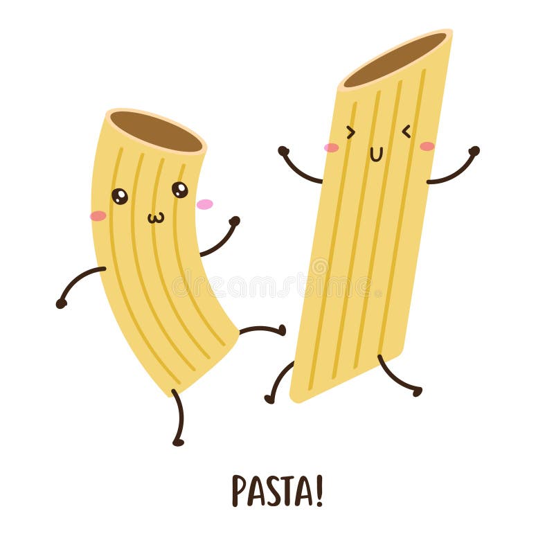 Pair of Cute Happy Pasta Dancing Vector Design Stock Illustration ...