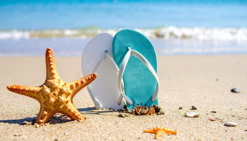 Cute Slipper Sticking Out of the Sand Stock Illustration - Illustration ...