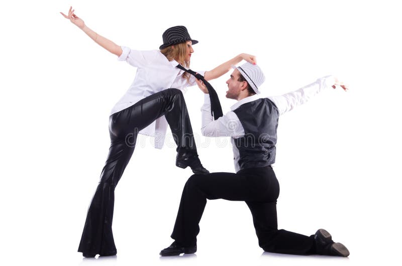 Pair of Dancers Dancing Modern Dance Isolated Stock Image - Image of ...