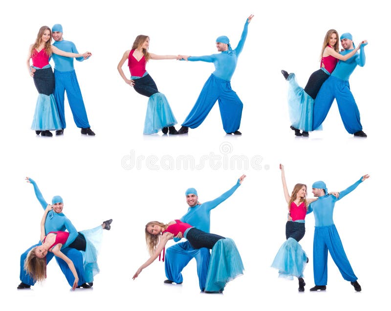 The Pair of Dancers Dancing Modern Dance Isolated on White Stock Photo ...