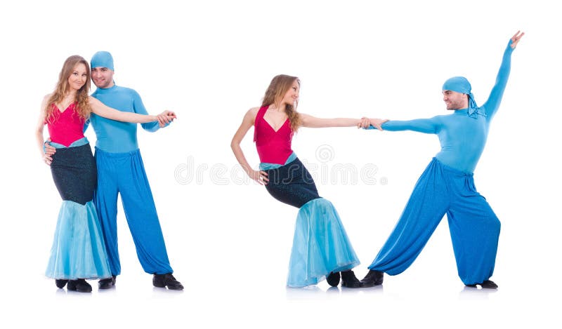 The Pair of Dancers Dancing Modern Dance Isolated on White Stock Photo ...