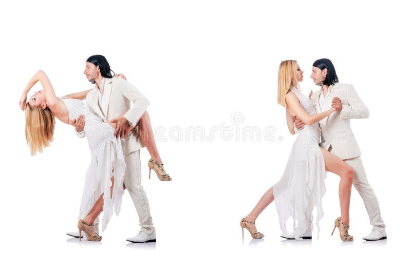 The Pair Dancing Dances Isolated on White Stock Photo - Image of party ...