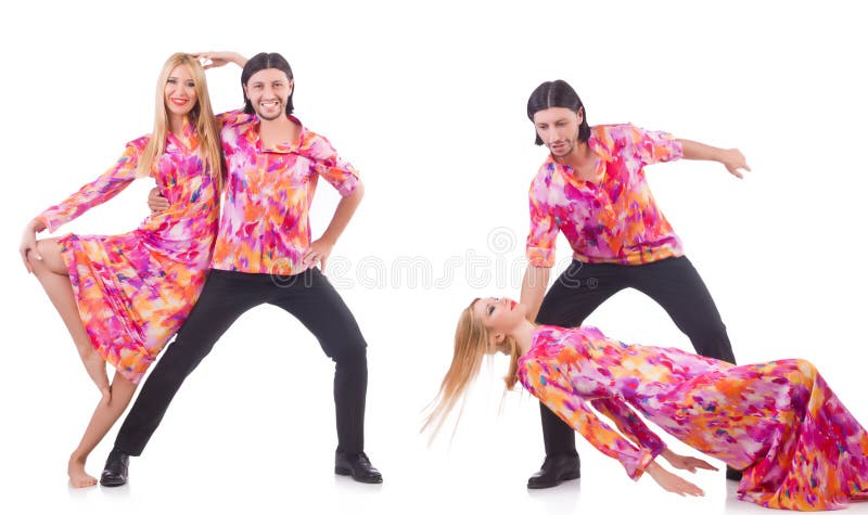 The Pair Dancing Isolated on the White Stock Photo - Image of love ...