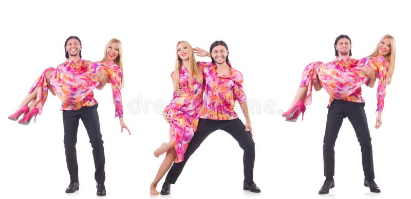 The Pair Dancing Isolated on the White Stock Photo - Image of ...
