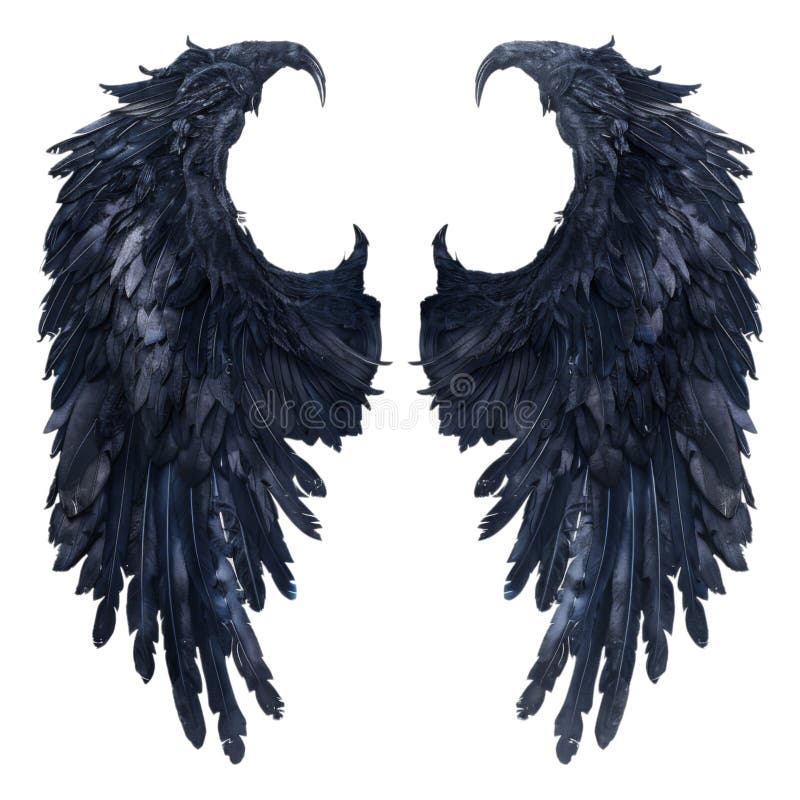A Pair of Dark Feathered Wings Stock Image - Illustration of flight ...