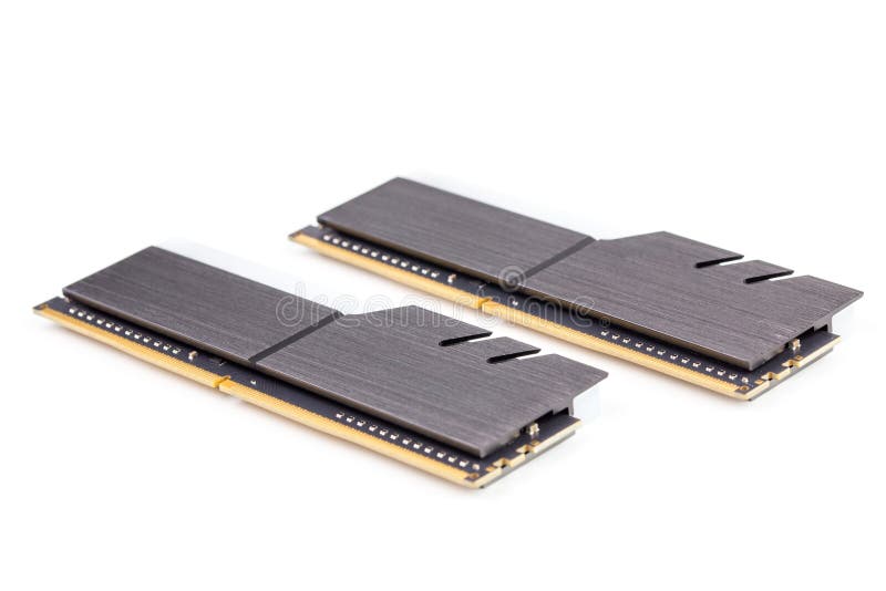 A Pair of Ddr4 Dimm Pc Ram Memoty Modules with Stylish Black Heatsinks ...