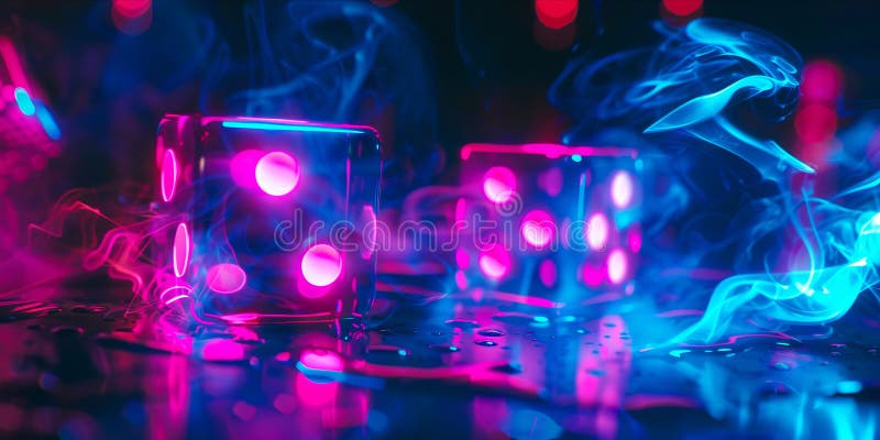 A Pair of Dice with Smoke and Neon Lights Stock Photo - Image of pink ...