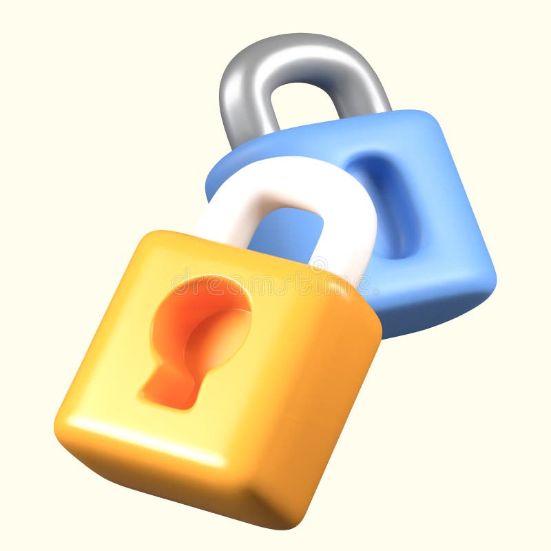 Pair of Different Colored Padlocks. Vector 3D Templates for Limited ...
