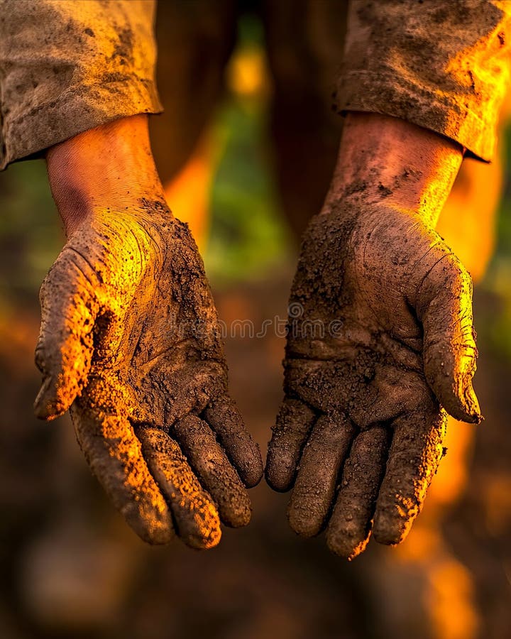 A Pair of Dirty Hands with Dirt on Them Stock Image - Image of fingers ...