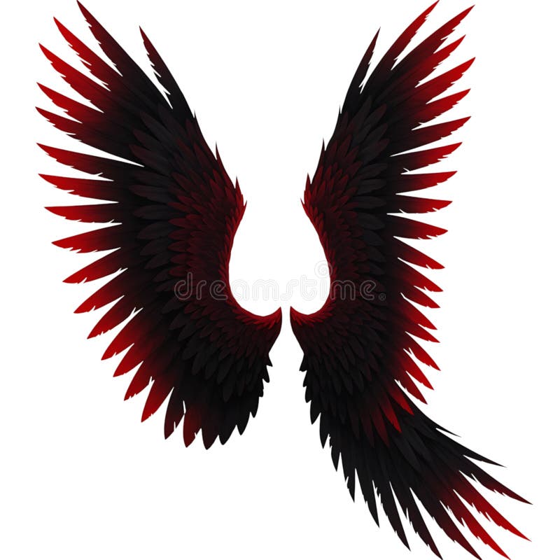 Pair of Dramatic Red and Black Angel Wings Transparent Png Stock Photo ...