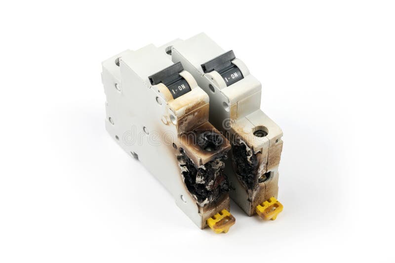Pair of Electric Automatic Circuit Breaker Burnt Out Stock Photo ...