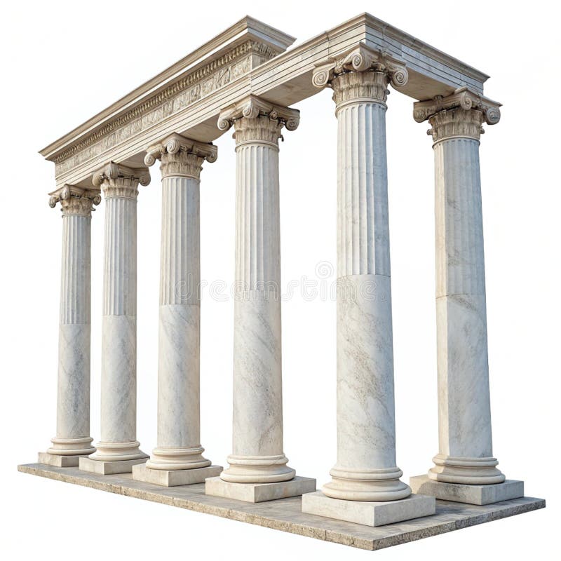 Elegant Marble Columns Isolated on White Background Stock Illustration ...
