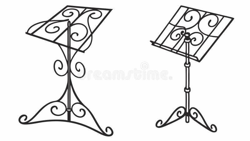 Pair of Elegant Music Stands for Instruments and Sheets, Vector Design ...