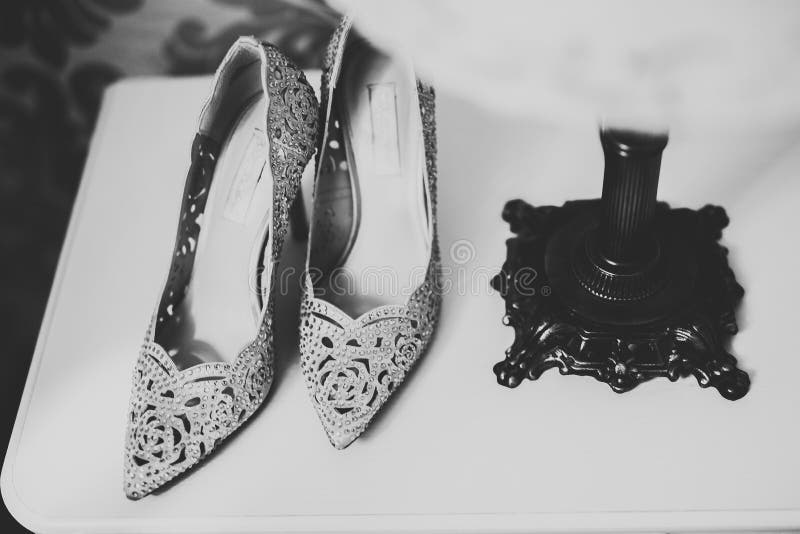 Pair of Elegant and Stylish Bridal Shoes Stock Photo - Image of ...