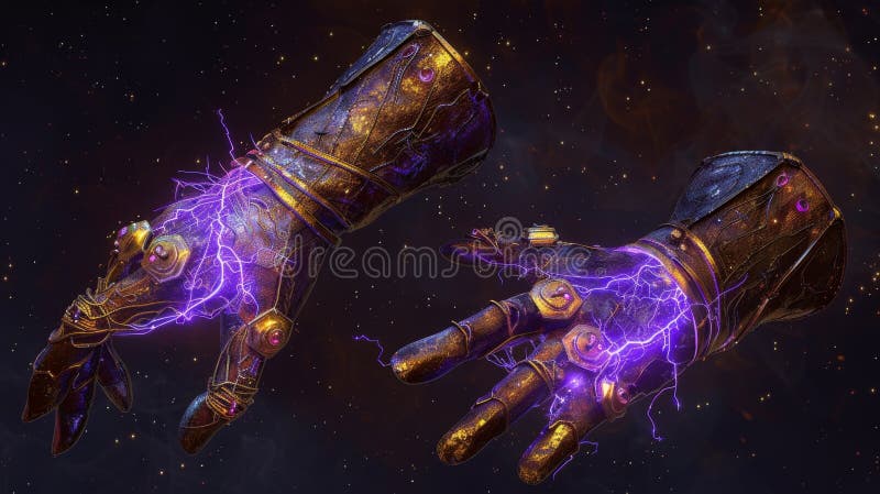 A Pair of Enchanted Gauntlets Crackling with Electricity and Pulsing ...