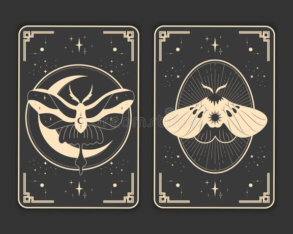 Pair of Esoteric Tarot Card Reverse Sides with Butterflies and ...