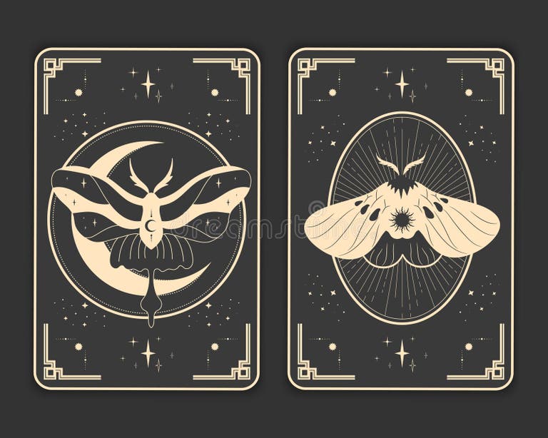 Pair of Esoteric Tarot Card Reverse Sides with Butterflies and ...