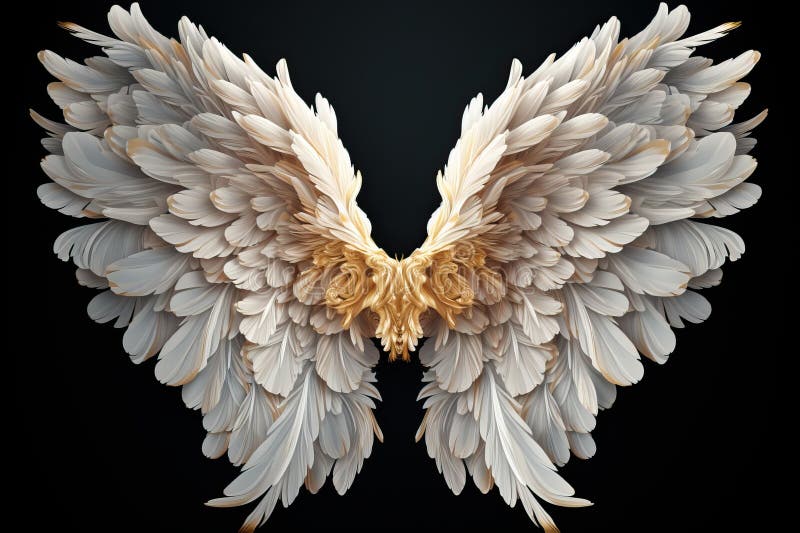 A Pair of Extremely White Wings on a Black Background. Stock ...