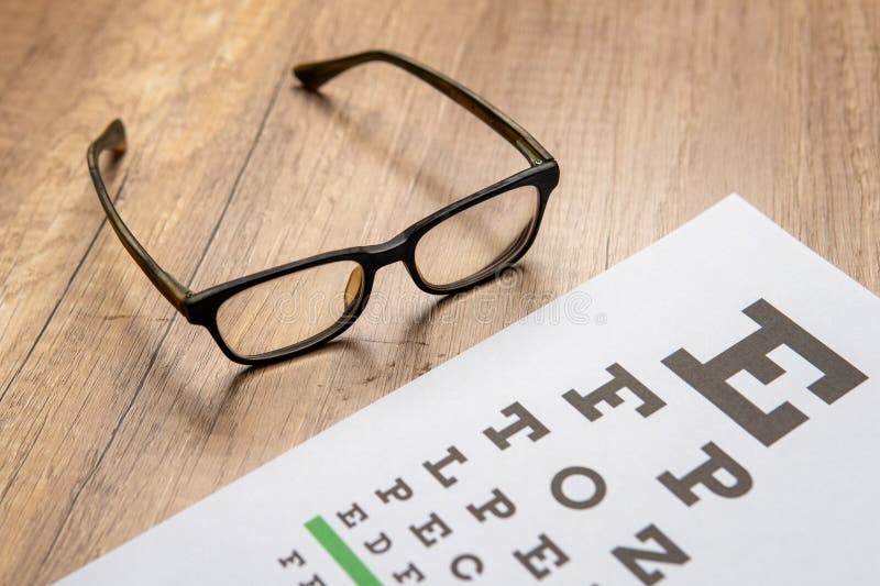 A Pair of Eyeglasses with an Eye Chart. Stock Image - Image of care ...