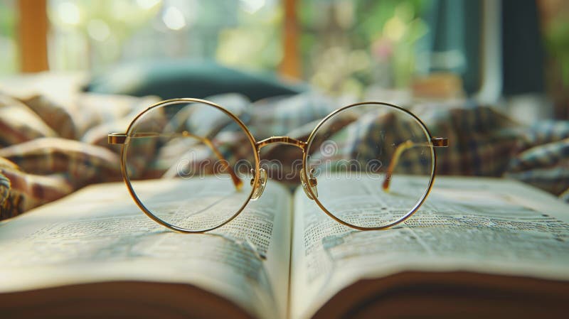 A Pair of Eyeglasses on an Open Book. Stock Photo - Image of vision ...