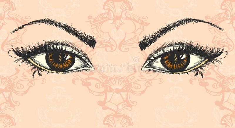 Pair of eyes, hand drawing stock vector. Illustration of isolated ...