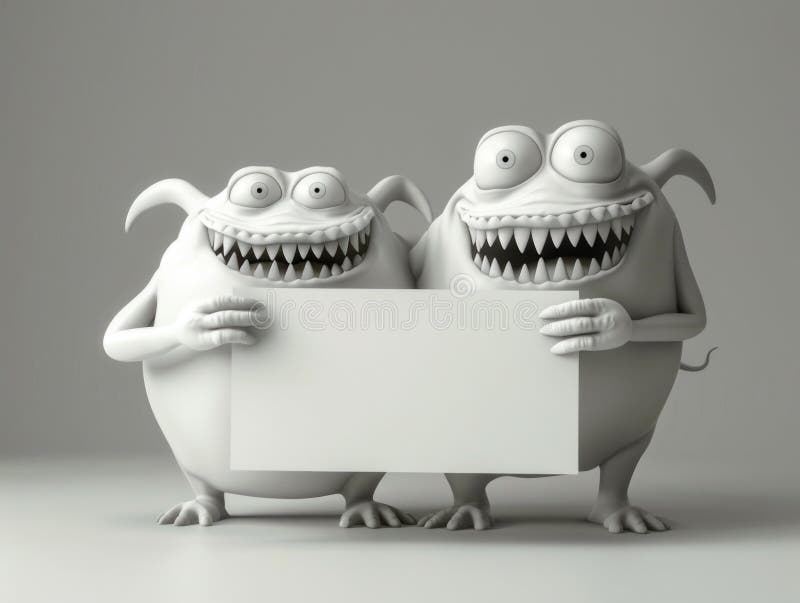 Monsters with sign stock image. Image of advertising - 375378311