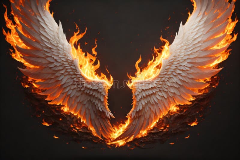 A Pair of Fiery Angel Wings for Mockup Stock Illustration ...