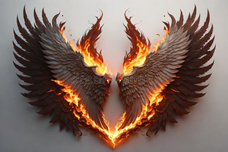 A Pair of Fiery Angel Wings for Mockup Stock Illustration ...