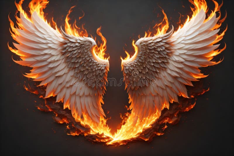 A Pair of Fiery Angel Wings for Mockup Stock Illustration ...