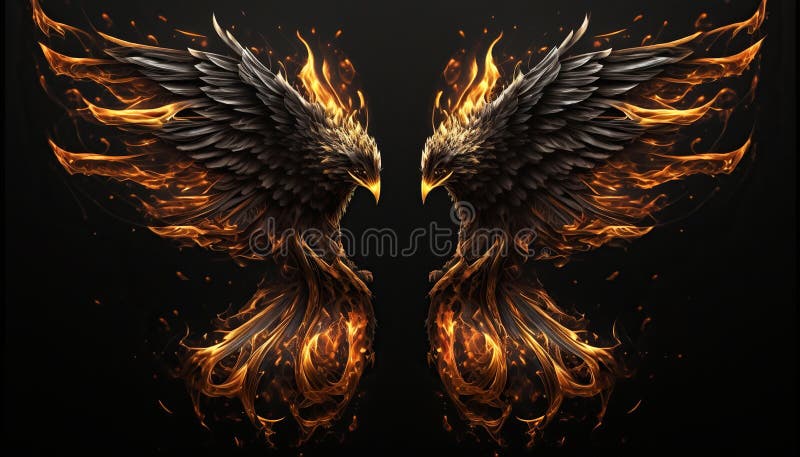 A Pair of Fiery Wings. Generative AI Stock Illustration - Illustration ...