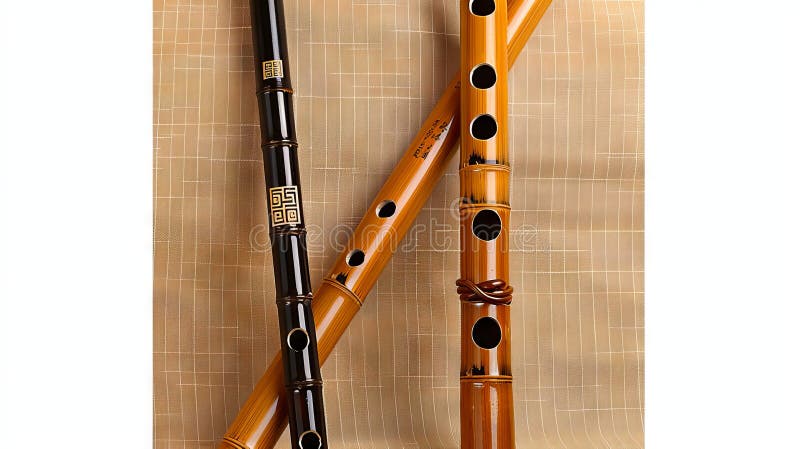 A Pair of Flutes with Different Designs on Them Stock Image - Image of ...