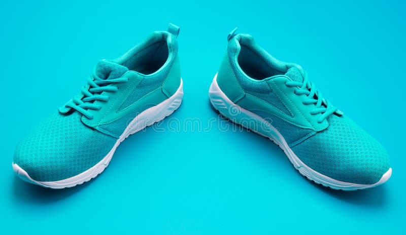 Pair of Footwear for Training on Blue Background, Shoes Stock Photo ...