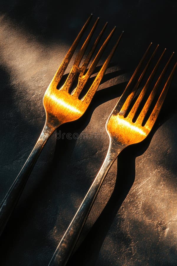 A Pair of Forks Placed on a Table, Ready for Use Stock Image - Image of ...