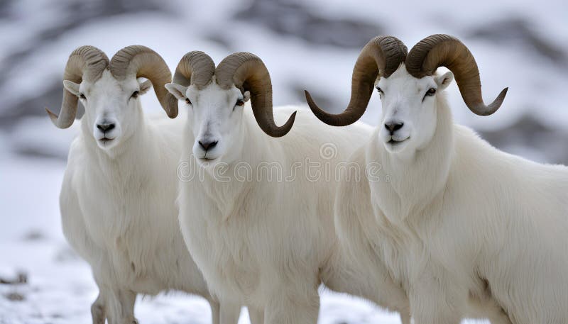 A Pair of Full Curl Dall Sheep Stock Illustration - Illustration of ...