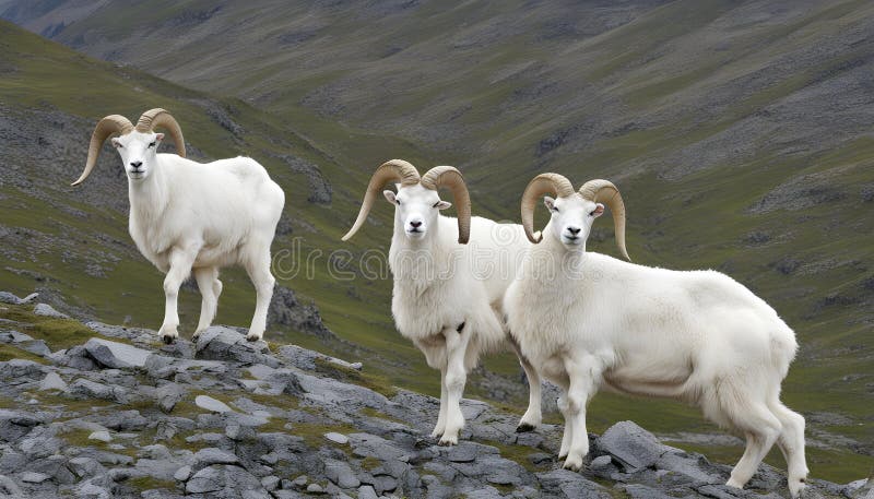 A Pair of Full Curl Dall Sheep Stock Illustration - Illustration of ...