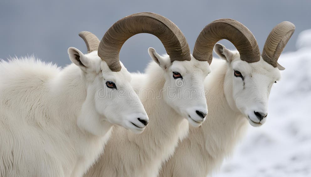 A Pair of Full Curl Dall Sheep Stock Illustration - Illustration of ...