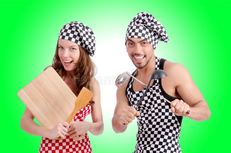 Pair of funny cooks stock image. Image of interior, caucasian - 47820313