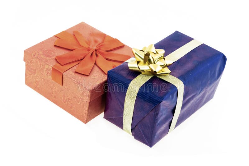 Pair of Gift Boxes on the Wooden Board Stock Image - Image of giftbox ...