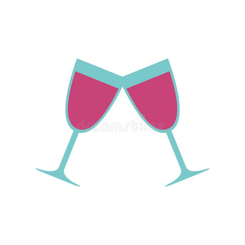 Pair Glass Cup Wine Love Celebration Icon Stock Illustration ...