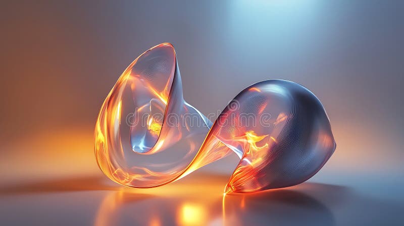 A Pair of Glass Spheres with a Spiral Shape and a Bright Orange Glow ...