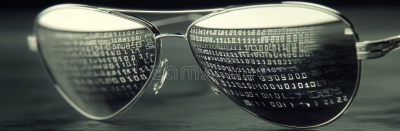 A Pair of Glasses with Binary Code. Blockchain and Digital Currency ...