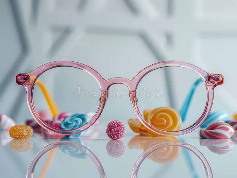 A Pair of Glasses with Candy on the Table Stock Image - Image of pair ...