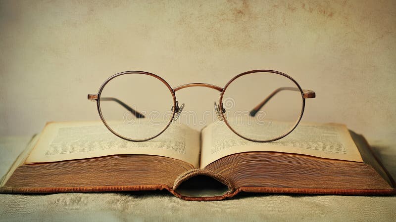 Pair Glasses Resting Open Book Styled Neutral Stock Photos - Free ...