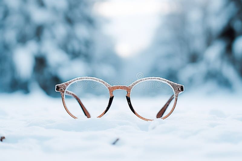 A Pair of Glasses Sitting in the Snow. Stock Image - Image of looking ...