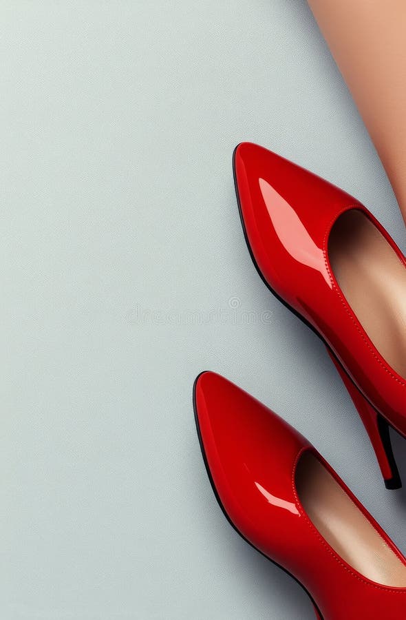 Glossy Red High Heels on White Background Showcasing Sleek Design and ...