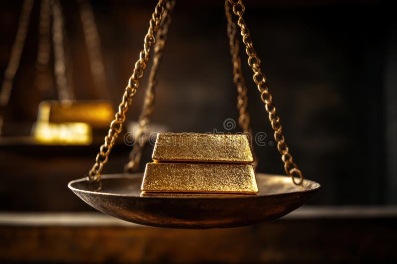 A Pair of Gold Bars are on a Scale Stock Illustration - Illustration of ...