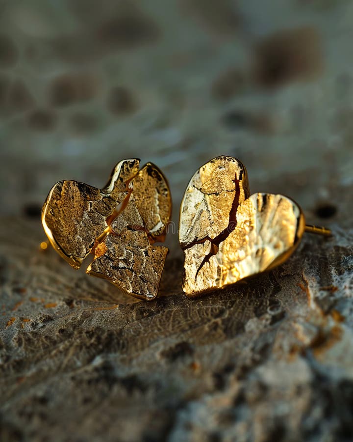 A Pair of Gold Heart Shaped Stud Earrings Stock Photo - Image of ...