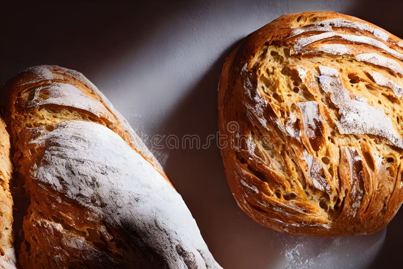 Pair of Gold Rustic Crusty Loaves of Bread on a Light Background Stock ...